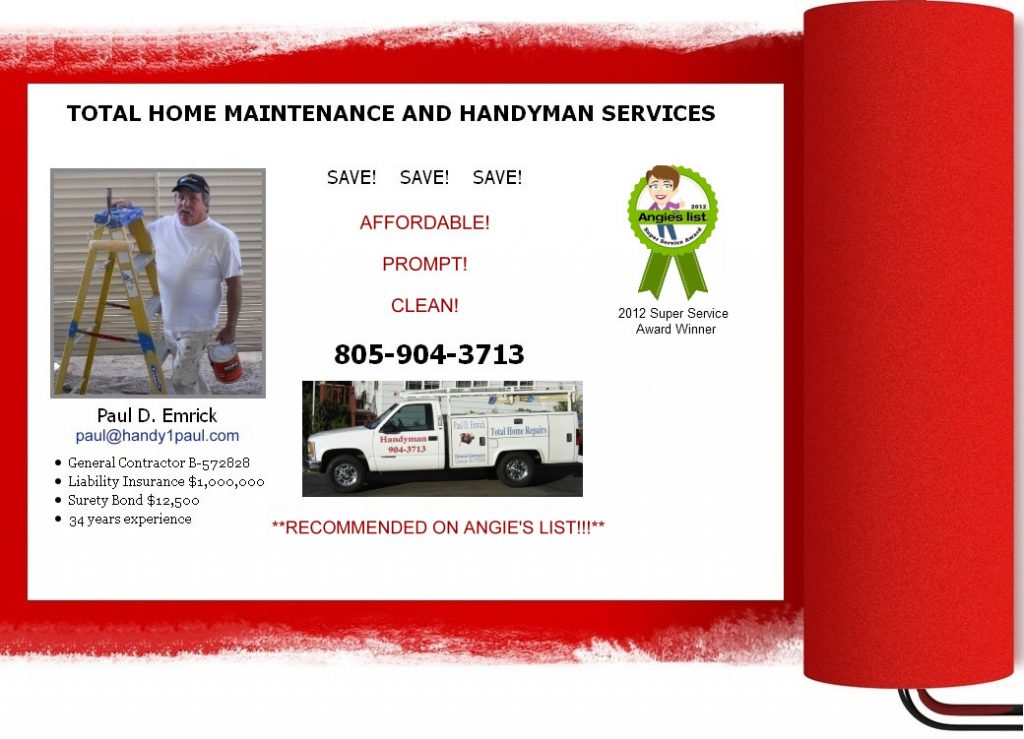 Handyman - Licensed Repairs: Morro Bay, Paso Robles, San Luis Obispo